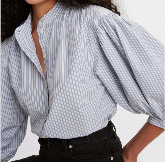 Levi's | Tops | Levis Leyla Striped Puffsleeve Floral Button Blouse ...